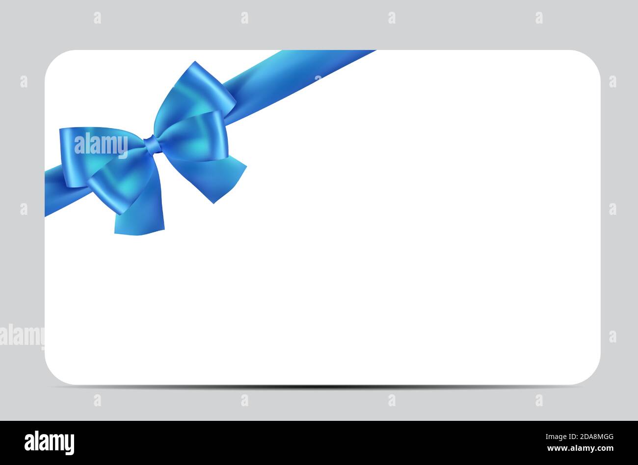 Blank Gift Card Template with Blue Bow and Ribbon. Vector Illustration ...