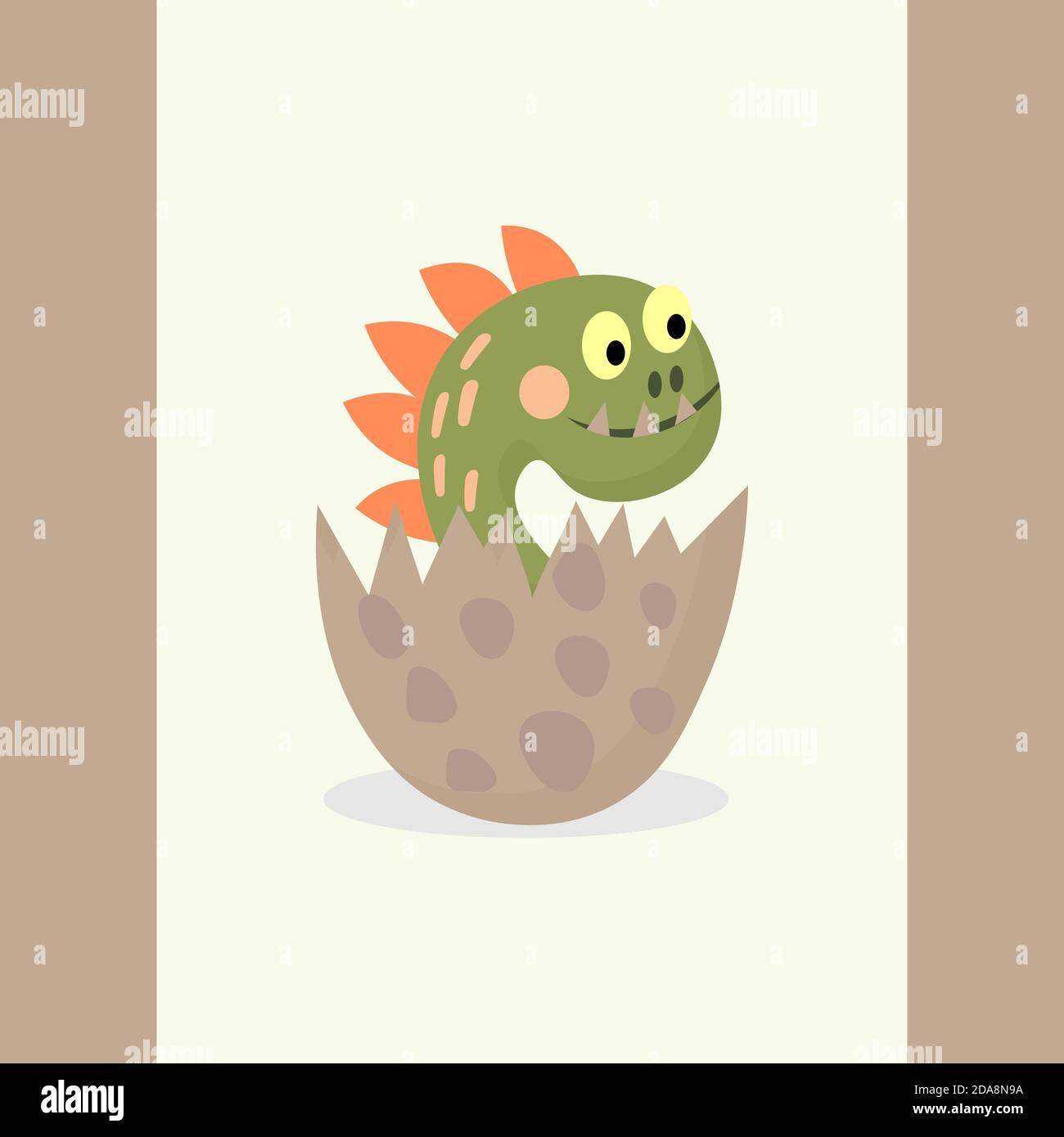 Cute dinosaur in an egg, isolated on white background. Little cool dino ...