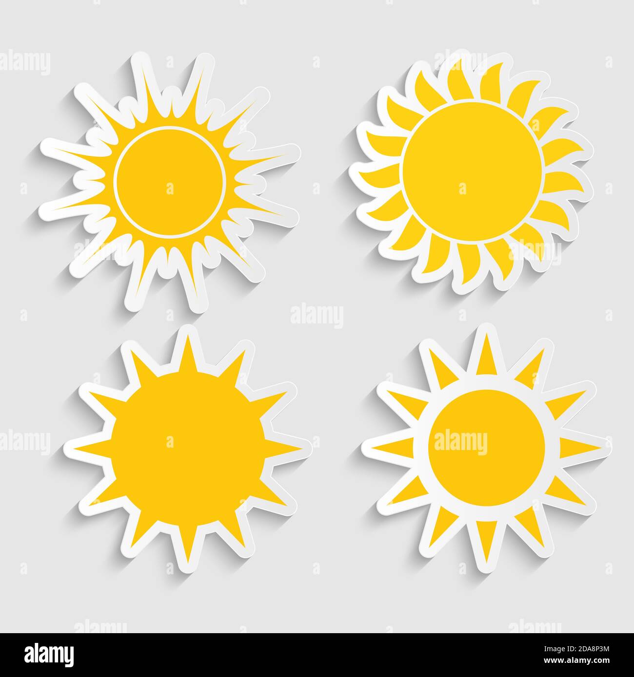 Abstract Simply Sun Sticker Sign Collection Set Illustration Stock ...