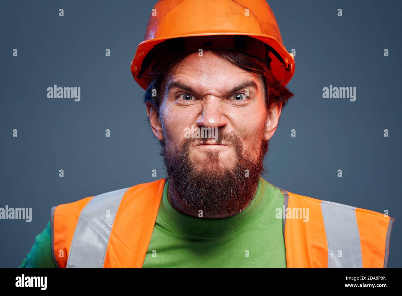 Angry worker in construction forum emotions cropped view autumn ...