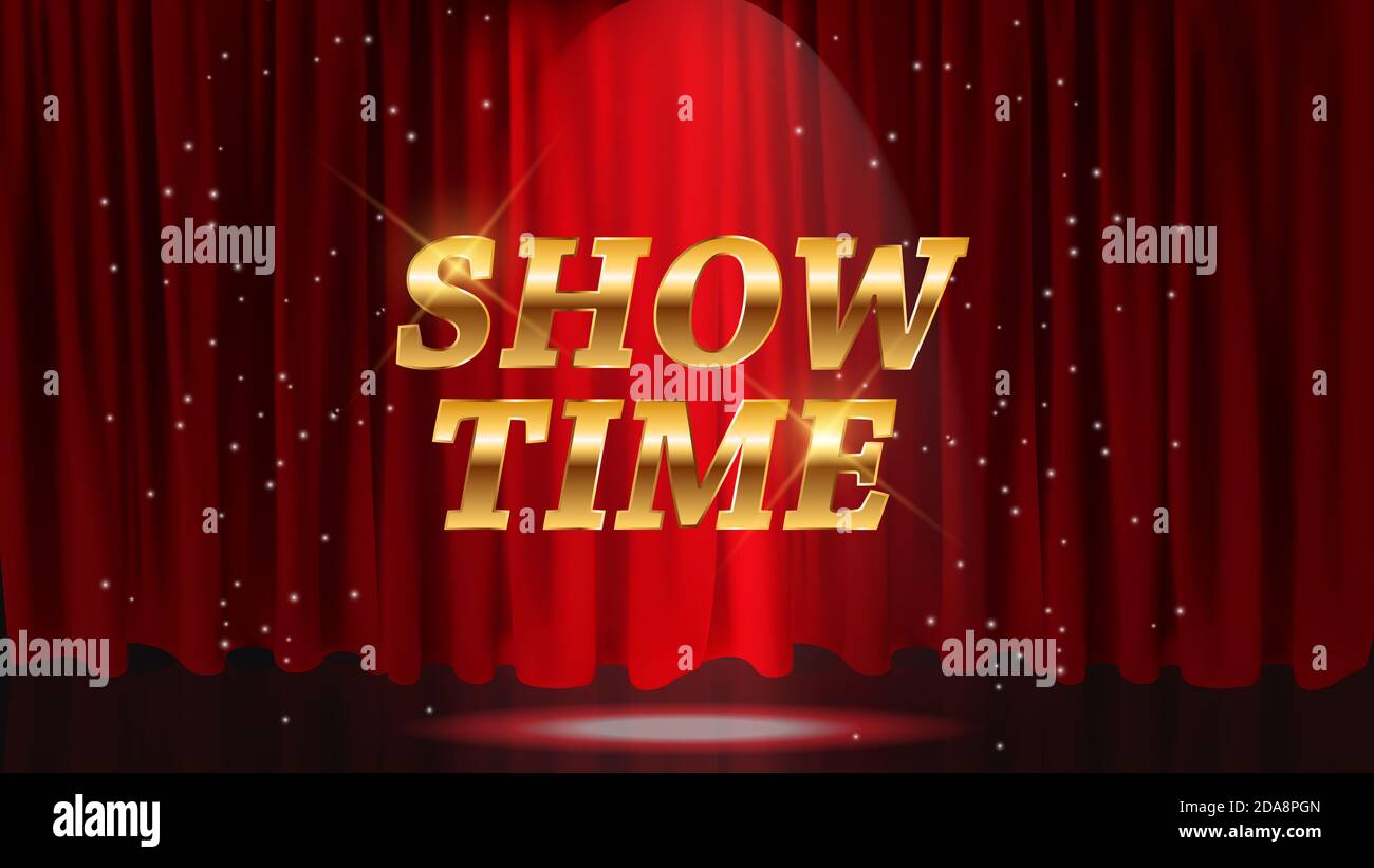 Show Time background with red curtains. Illustration Stock Photo - Alamy