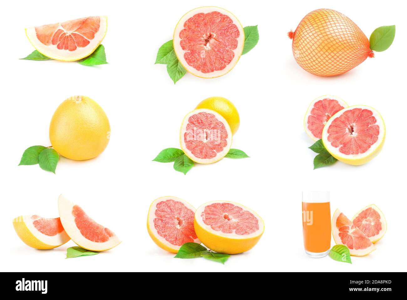 Collage of pummelo on a white background cutout Stock Photo - Alamy