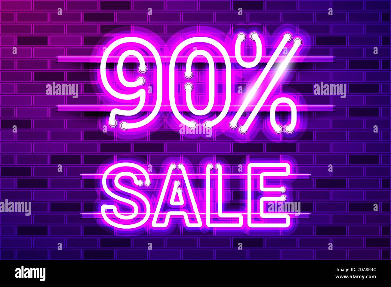 90 percent SALE glowing purple neon lamp sign Stock Vector Image & Art ...