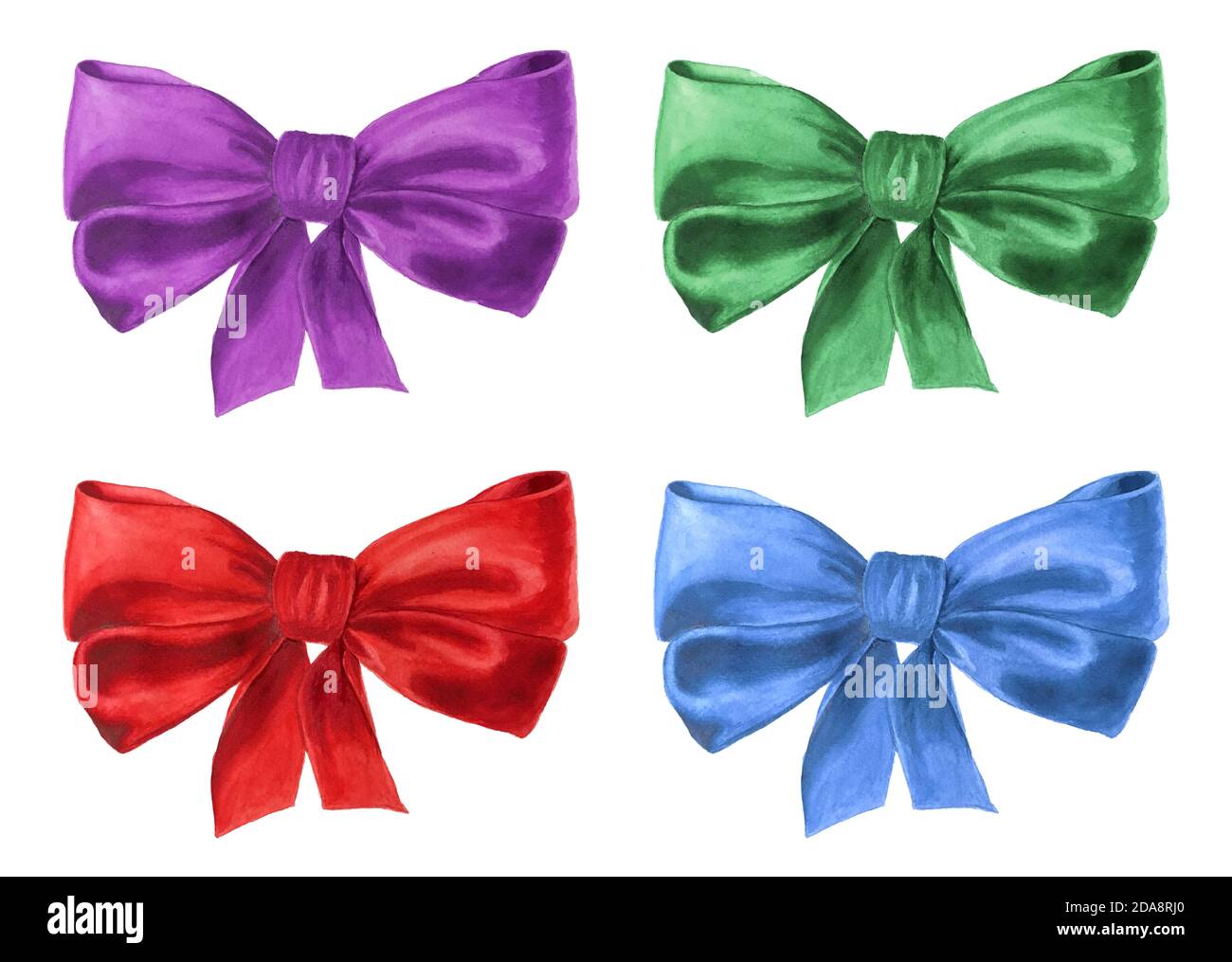 Vintage watercolor set of colorful bows Stock Photo - Alamy
