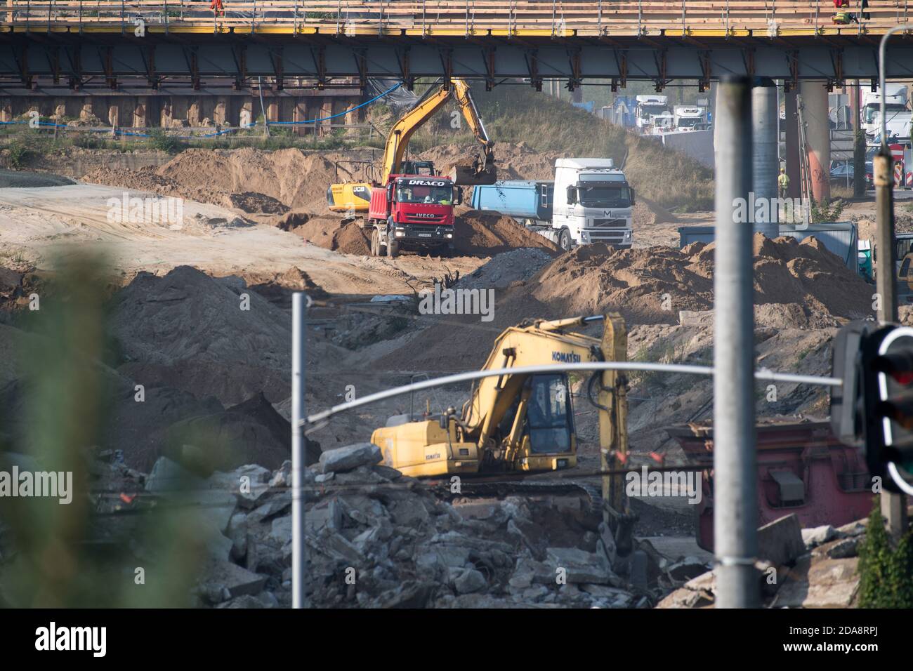 Road construction on expressway S6 in Gdynia, Poland. September 15th ...