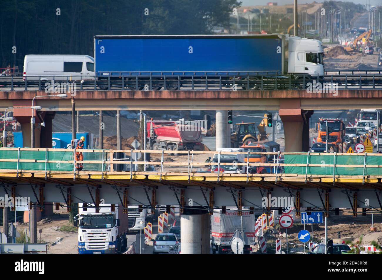 Road construction on expressway S6 in Gdynia, Poland. September 15th ...
