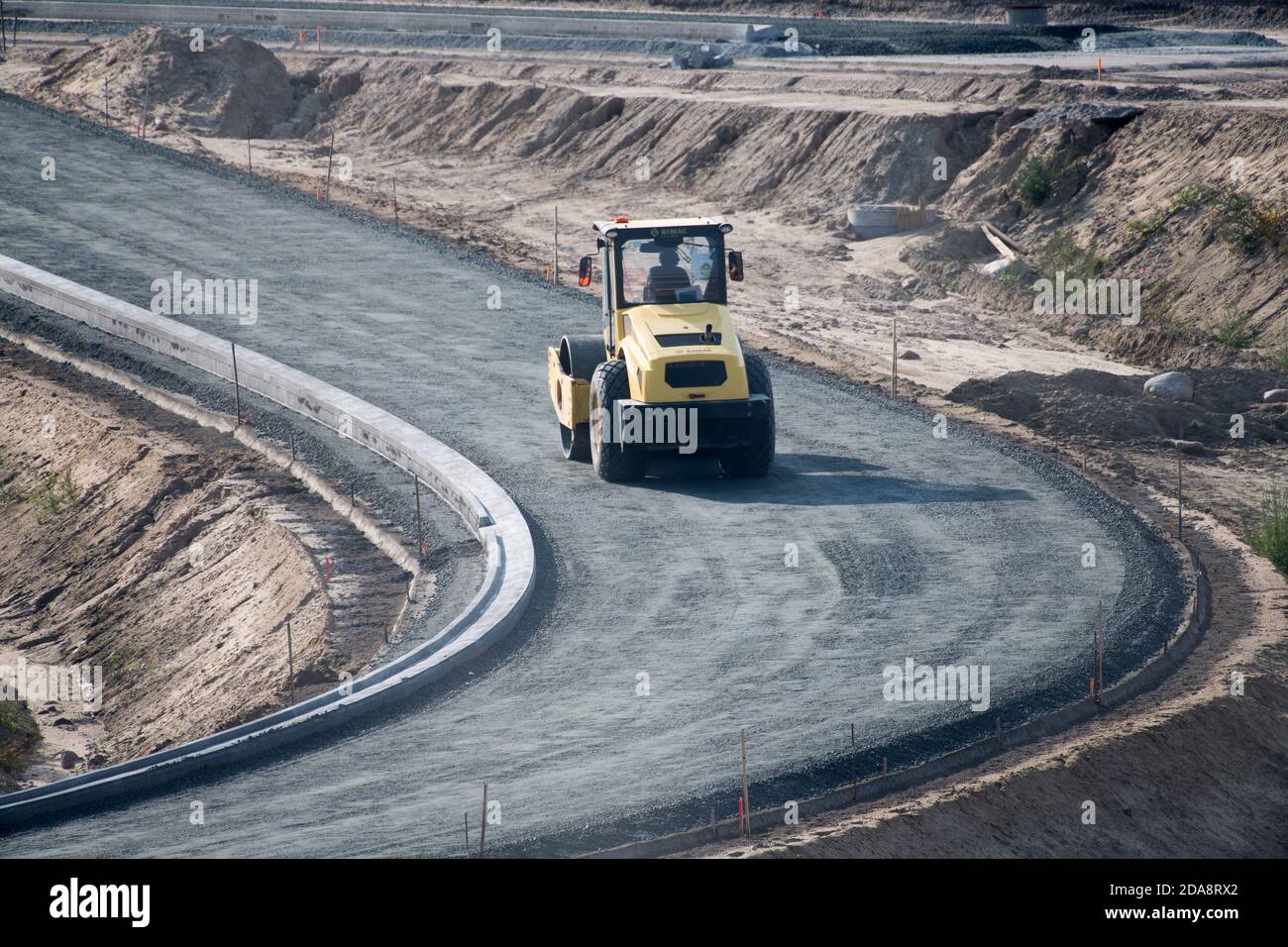 Road construction on expressway S6 in Gdynia, Poland. September 15th ...