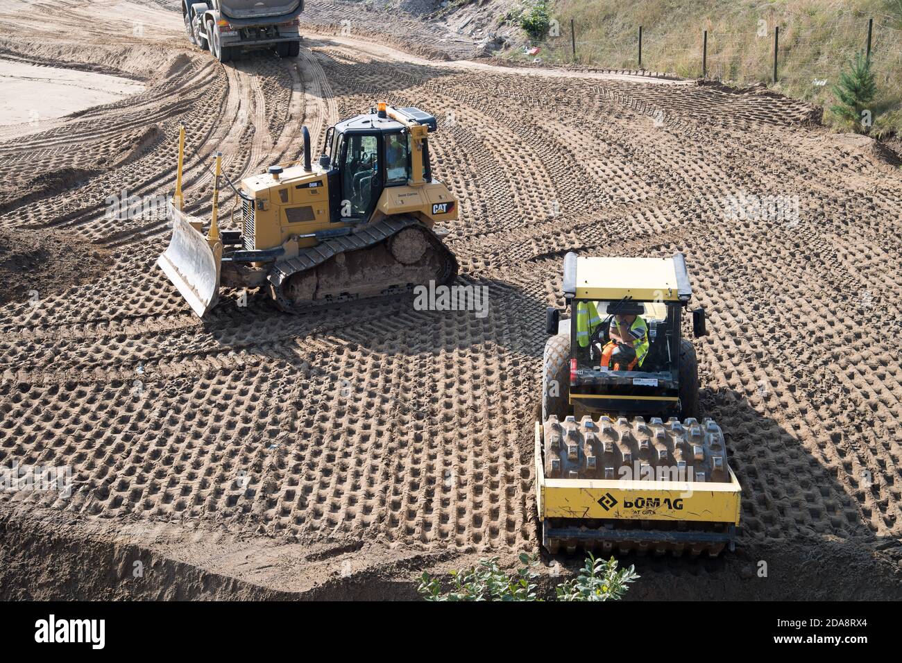 Road construction on expressway S6 in Gdynia, Poland. September 15th ...