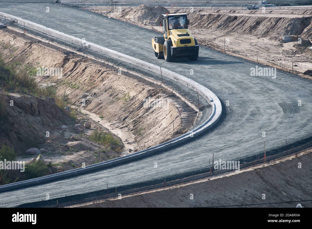 Road construction on expressway S6 in Gdynia, Poland. September 15th ...