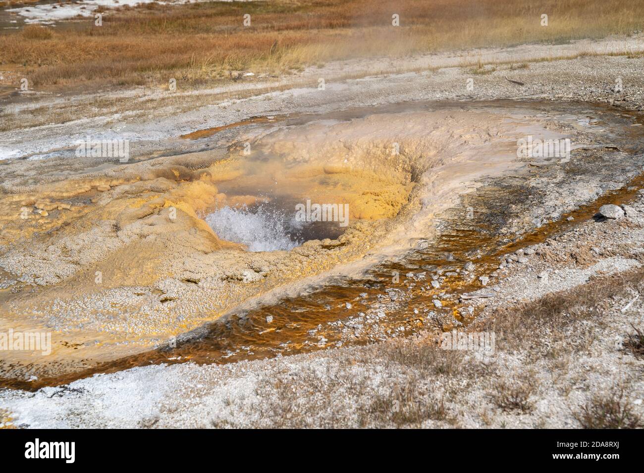 Pump Geyser, a hot spring thermal feature in the Upper Geyser Basin in ...