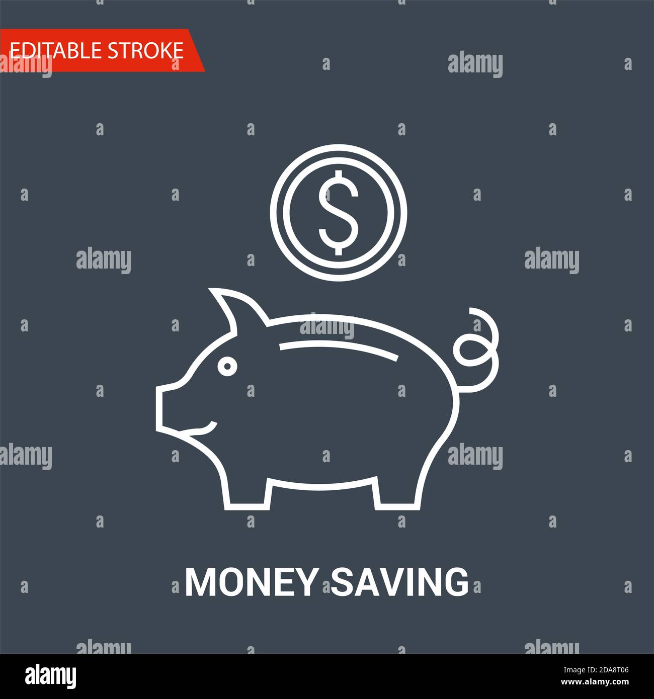 Money Saving Icon. Thin Line Vector Illustration Stock Vector Image ...