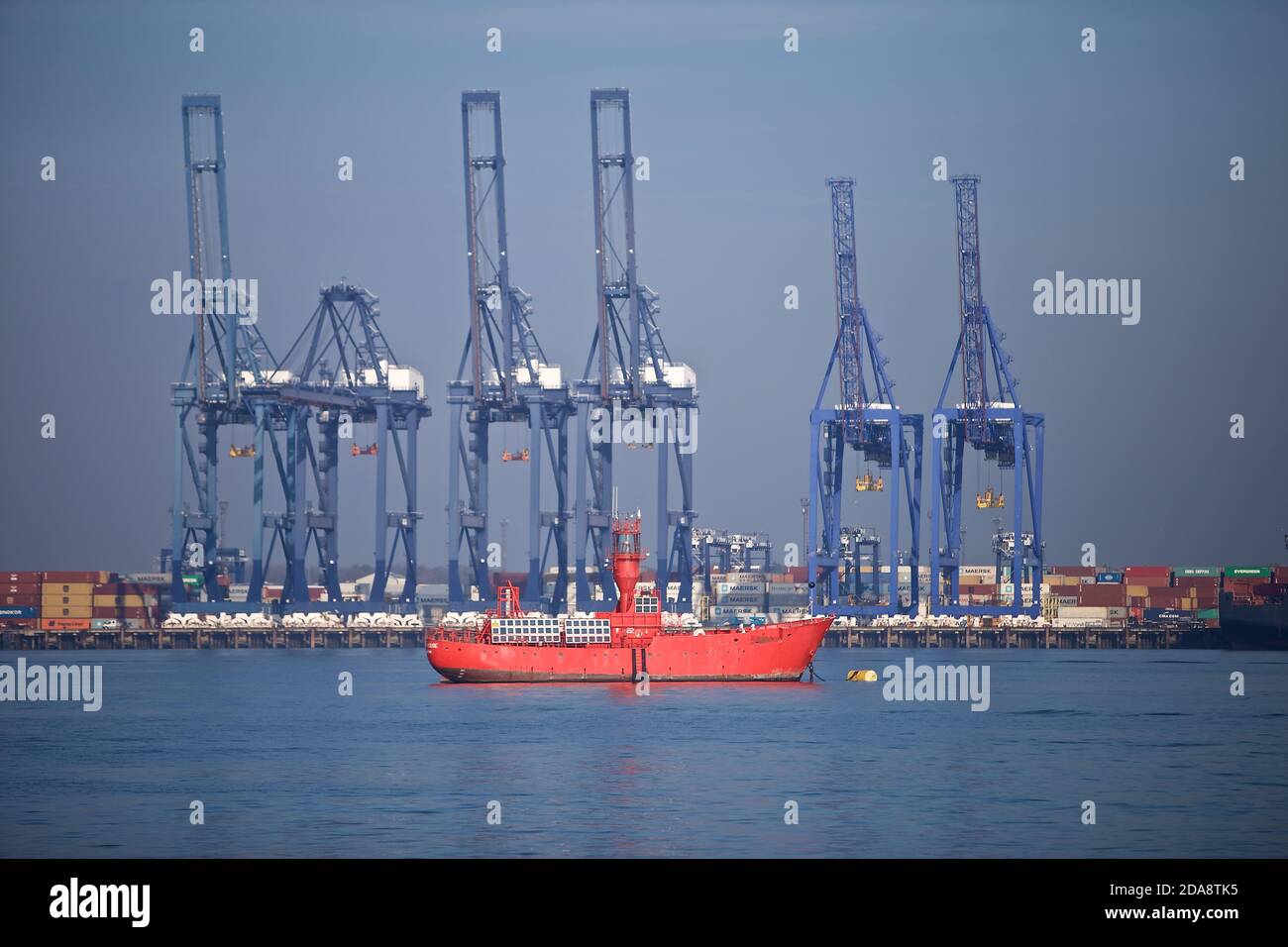 Lightship No22 moored at the entrance to Harwich docks at the ...