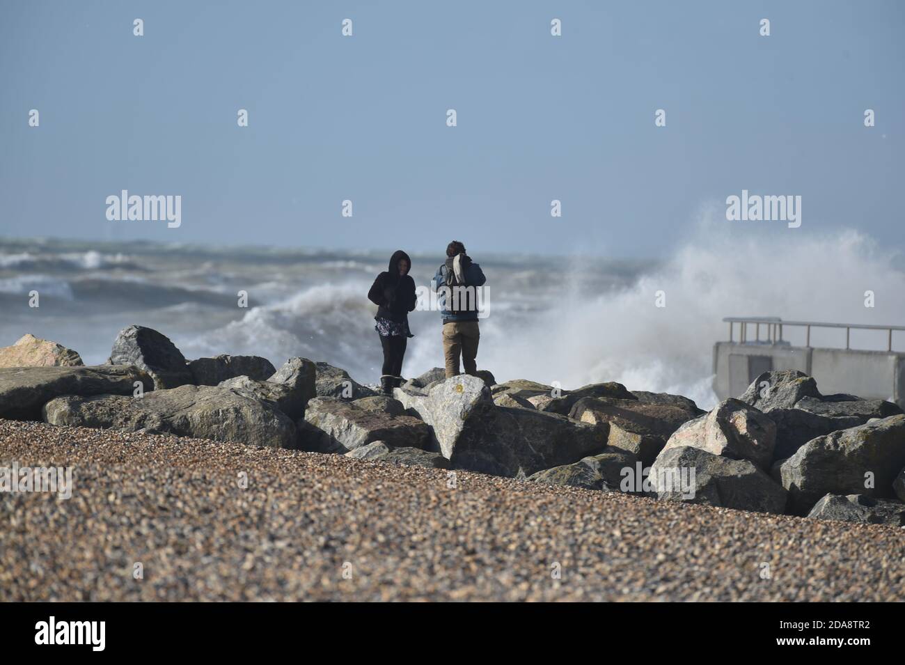 Heavy waves at the East Sussex town Saltdean Stock Photo - Alamy