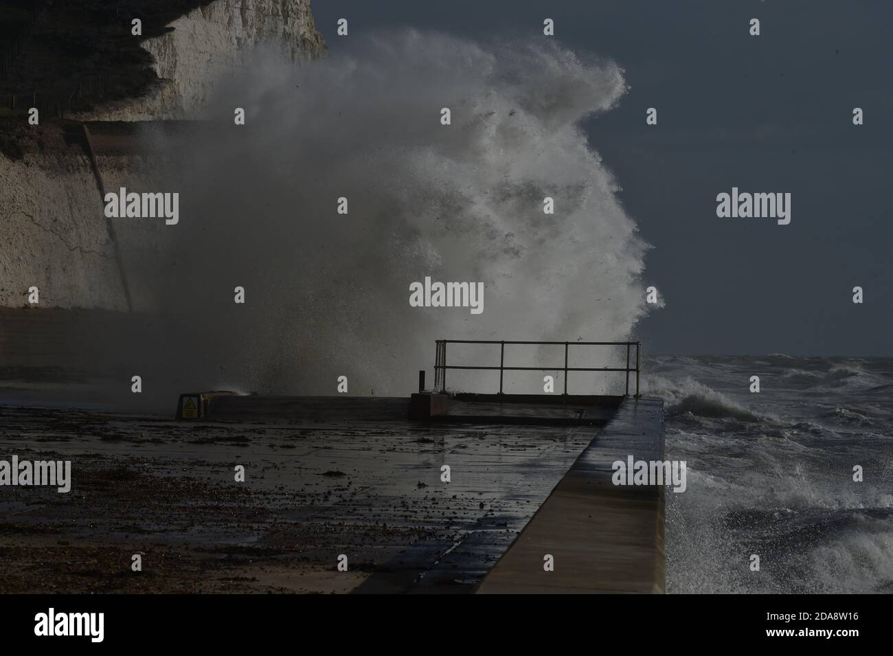 Heavy waves at the East Sussex town Saltdean Stock Photo - Alamy