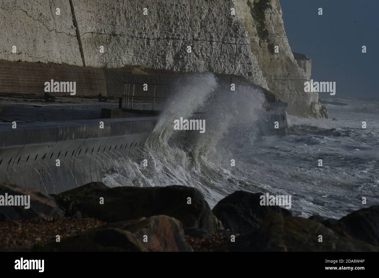 Heavy waves at the East Sussex town Saltdean Stock Photo - Alamy