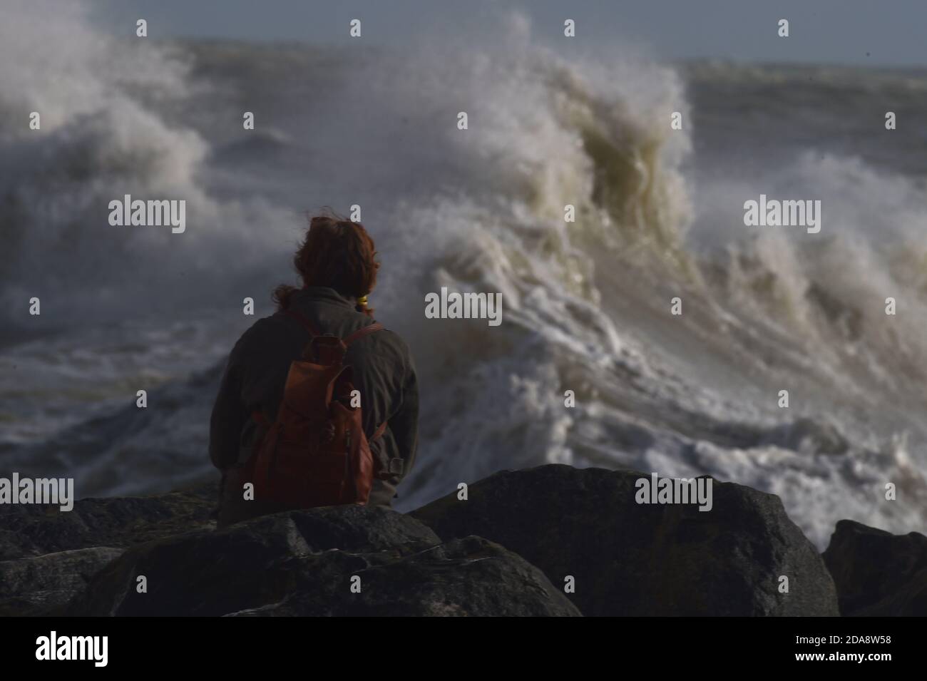 Heavy waves at the East Sussex town Saltdean Stock Photo - Alamy
