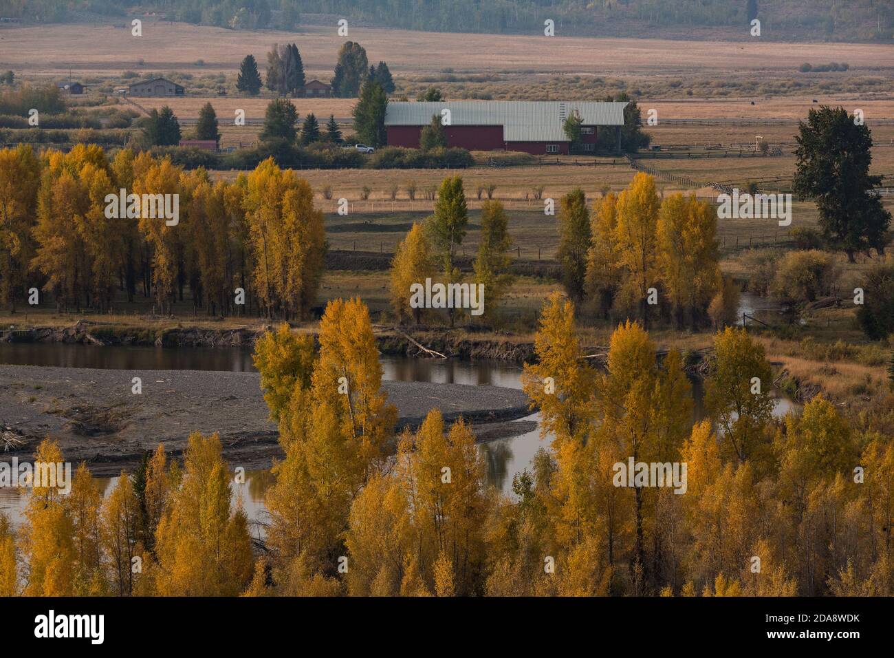 A working cattle ranch along the Buffalo Fork River in the Buffalo ...