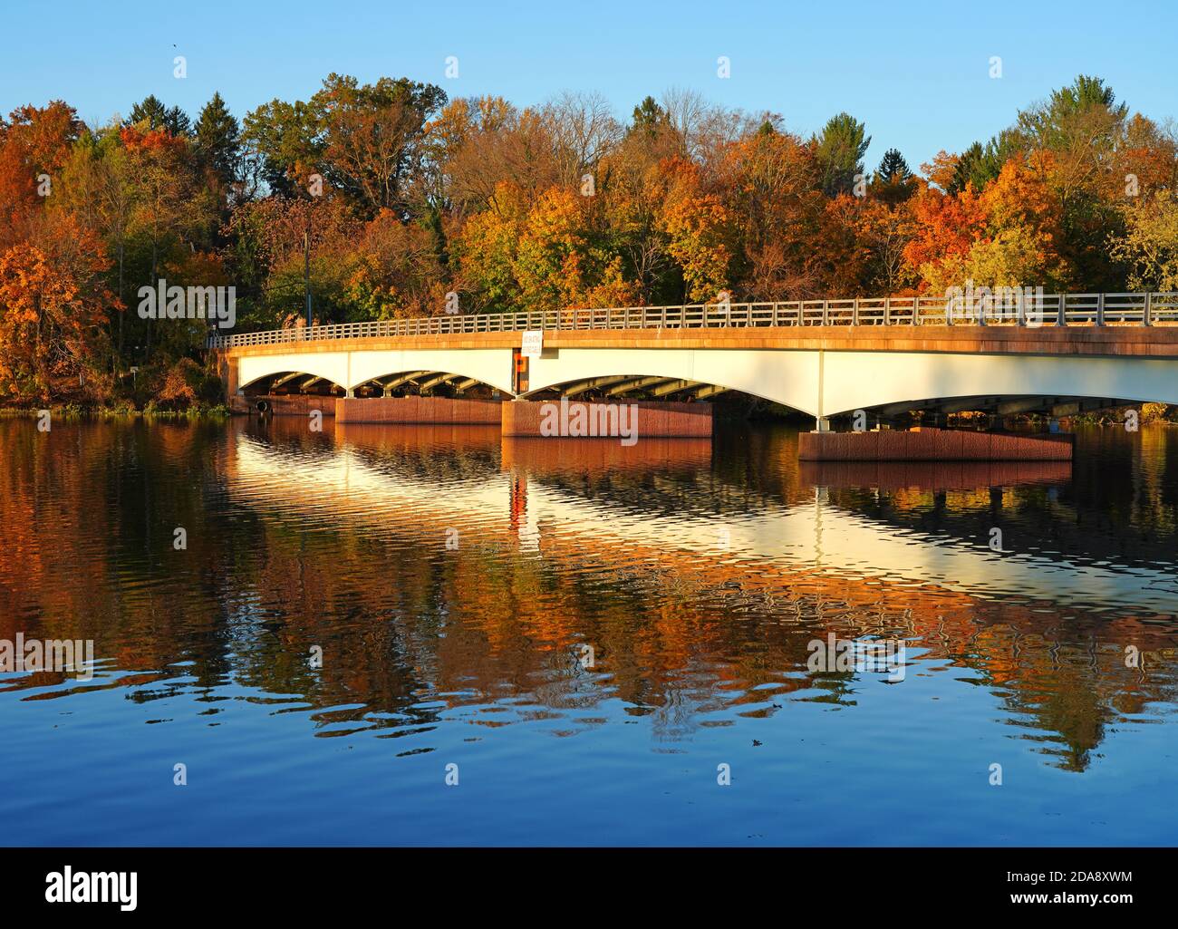PRINCETON, NJ -6 NOV 2020- View of the Harrison Street Bridge on Lake ...