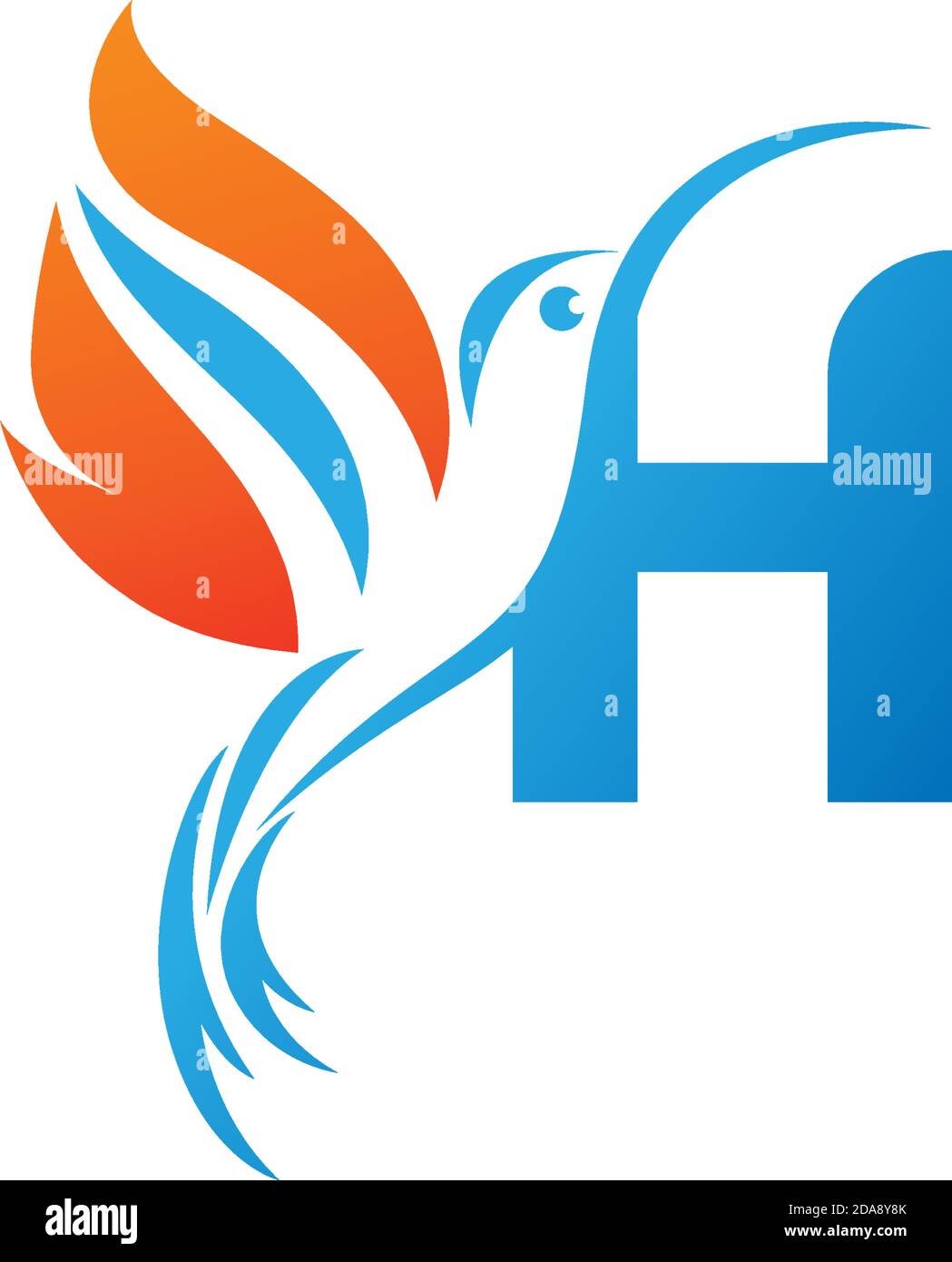 Letter H combined with the fire wing hummingbird icon logo design Stock ...