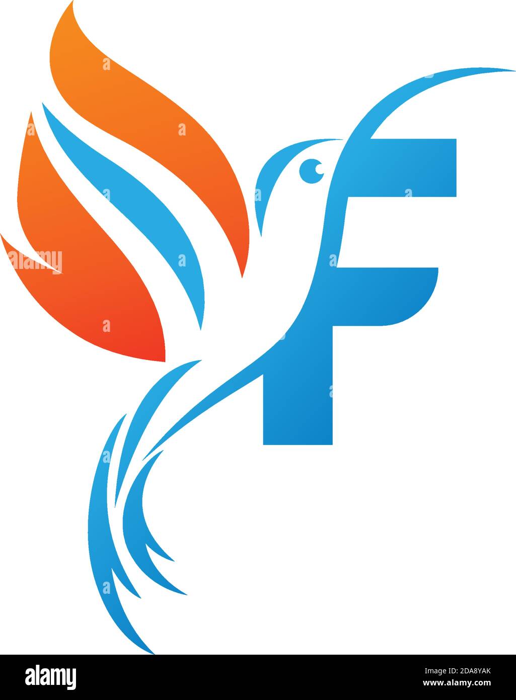 Letter F combined with the fire wing hummingbird icon logo design Stock ...
