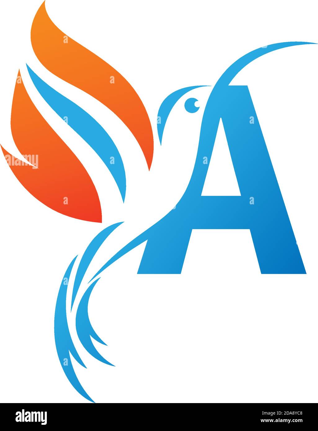 Letter A combined with the fire wing hummingbird icon logo design Stock ...