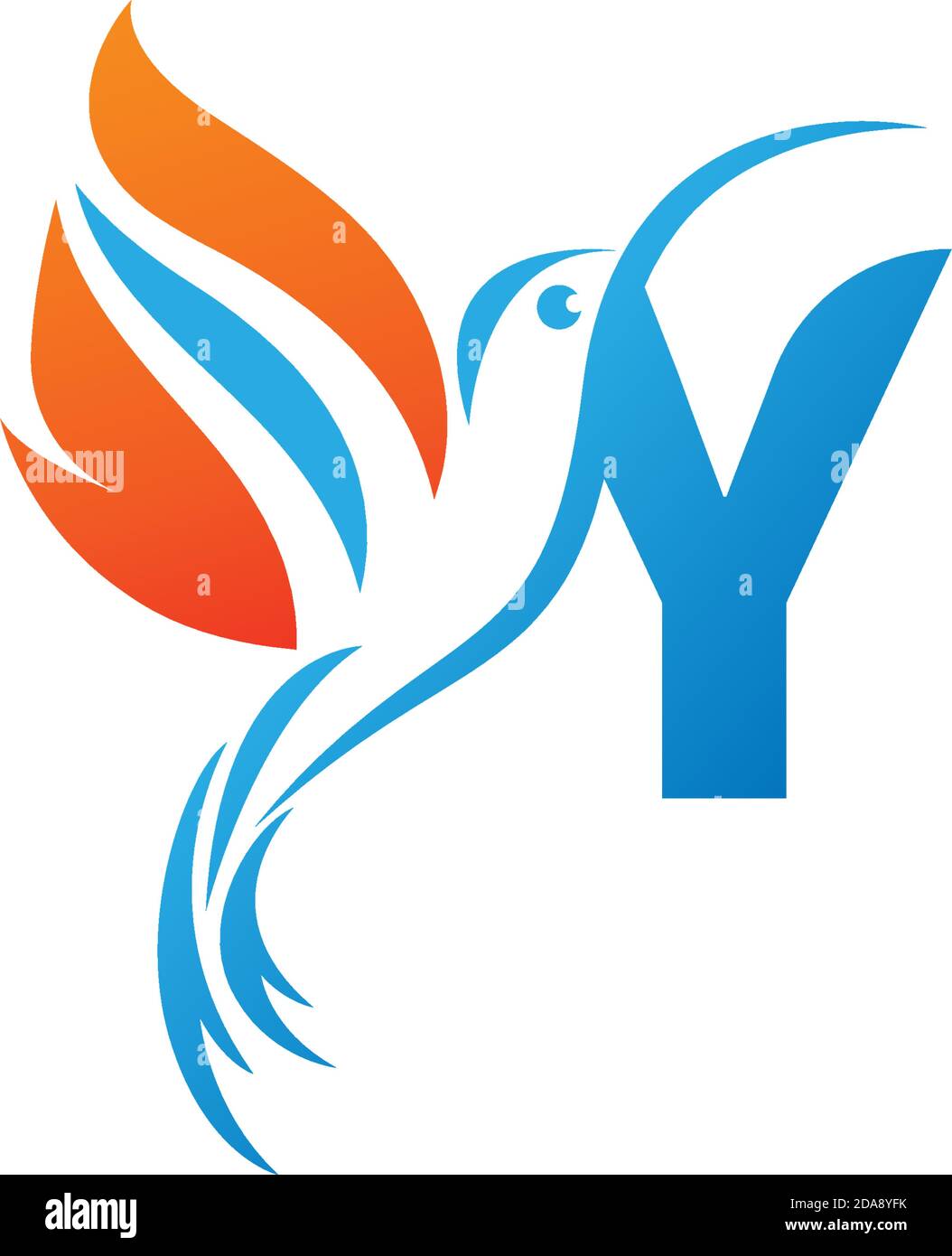 Letter Y combined with the fire wing hummingbird icon logo design Stock ...
