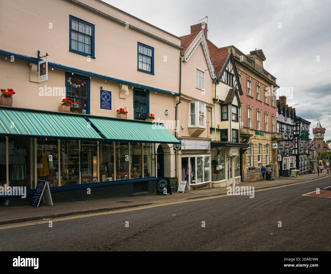 Street view of the ancient market town of Ledbury, Herefordshire, UK ...