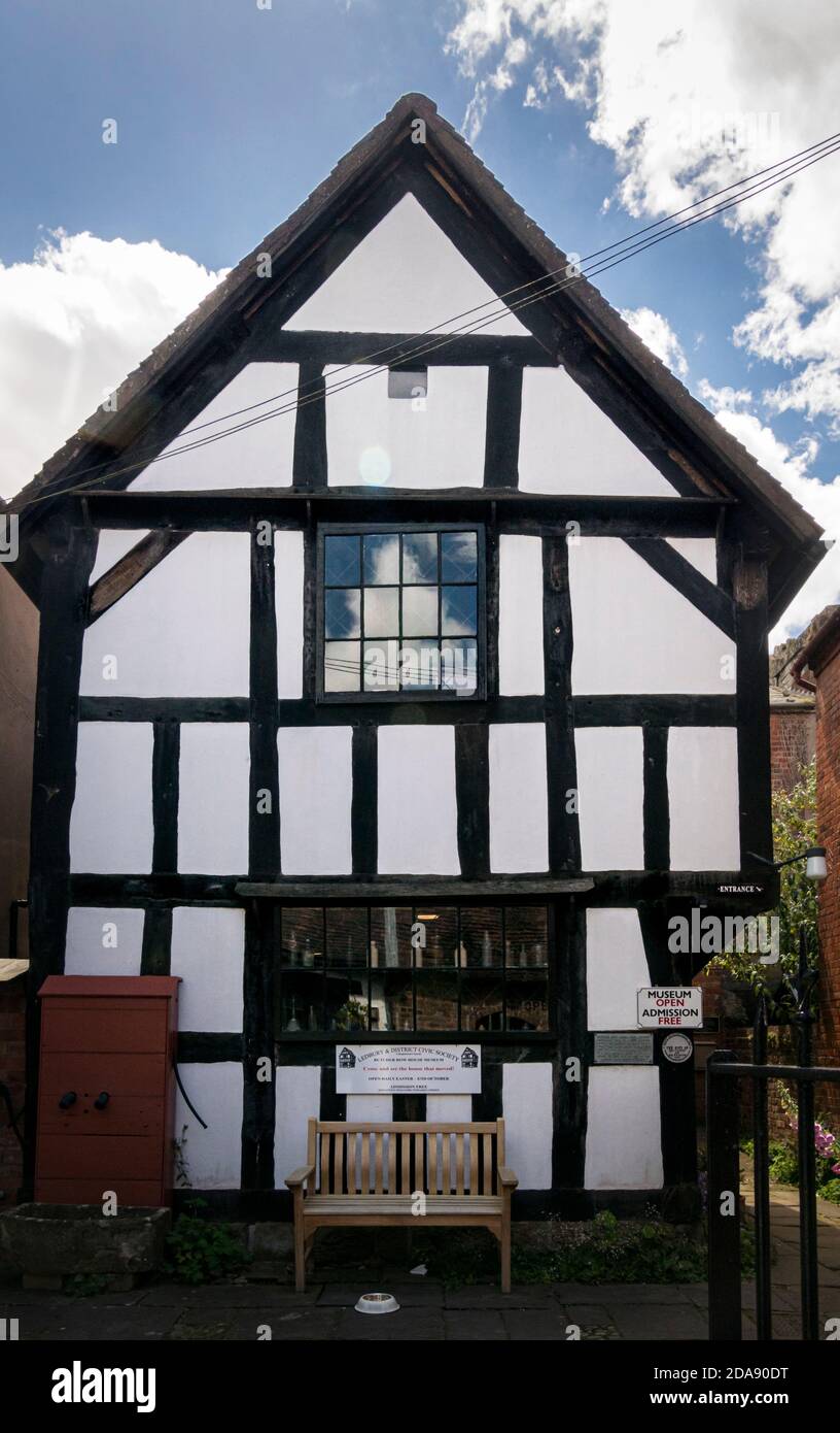 View of the timber framed Butcher Row House museum in Church Lane in ...
