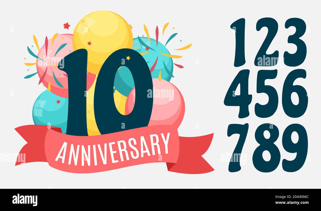 Set of happy birthday anniversary numbers congratulations, invitation ...