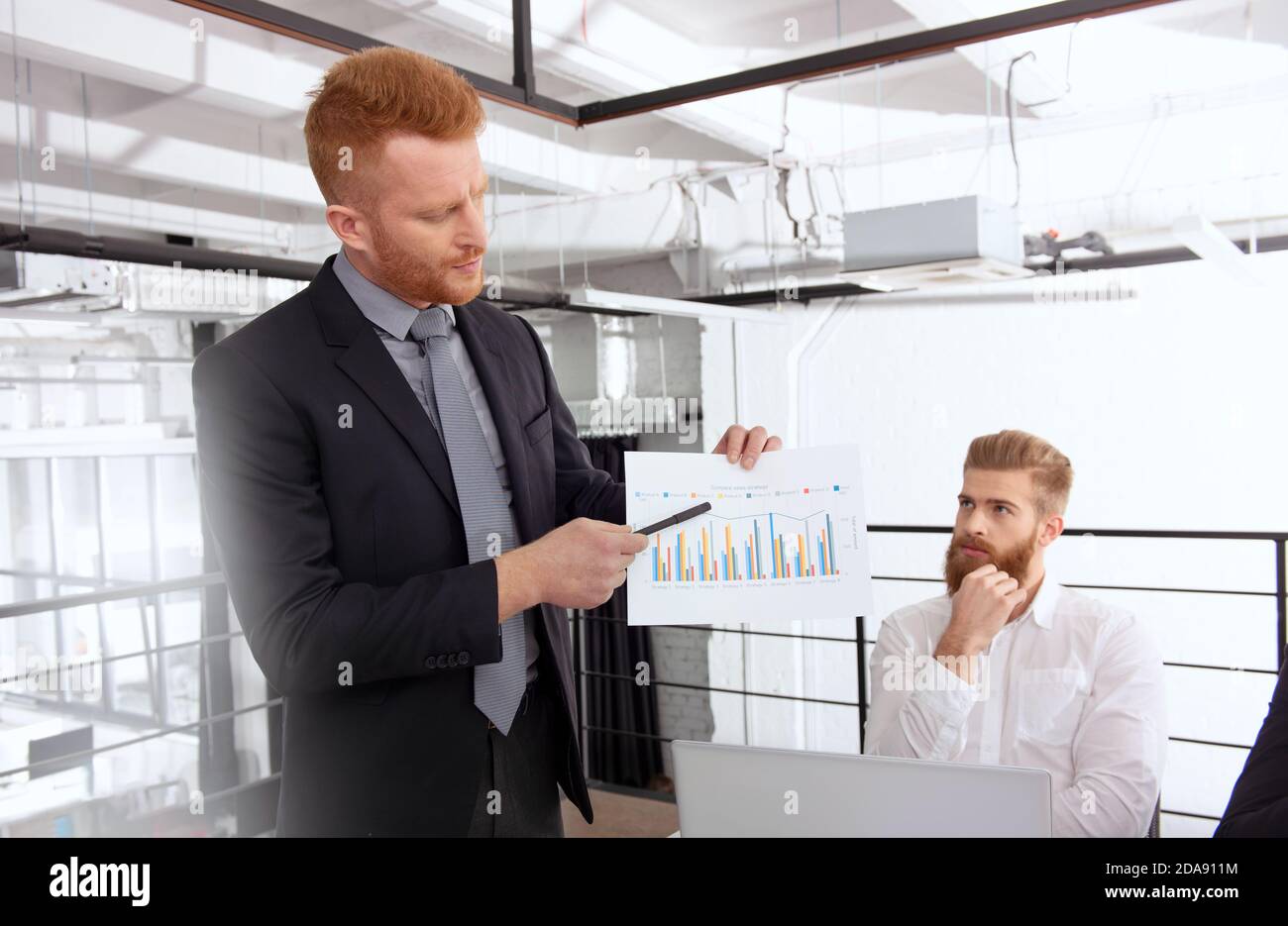 Team of people work together on company statistics. concept of teamwork ...