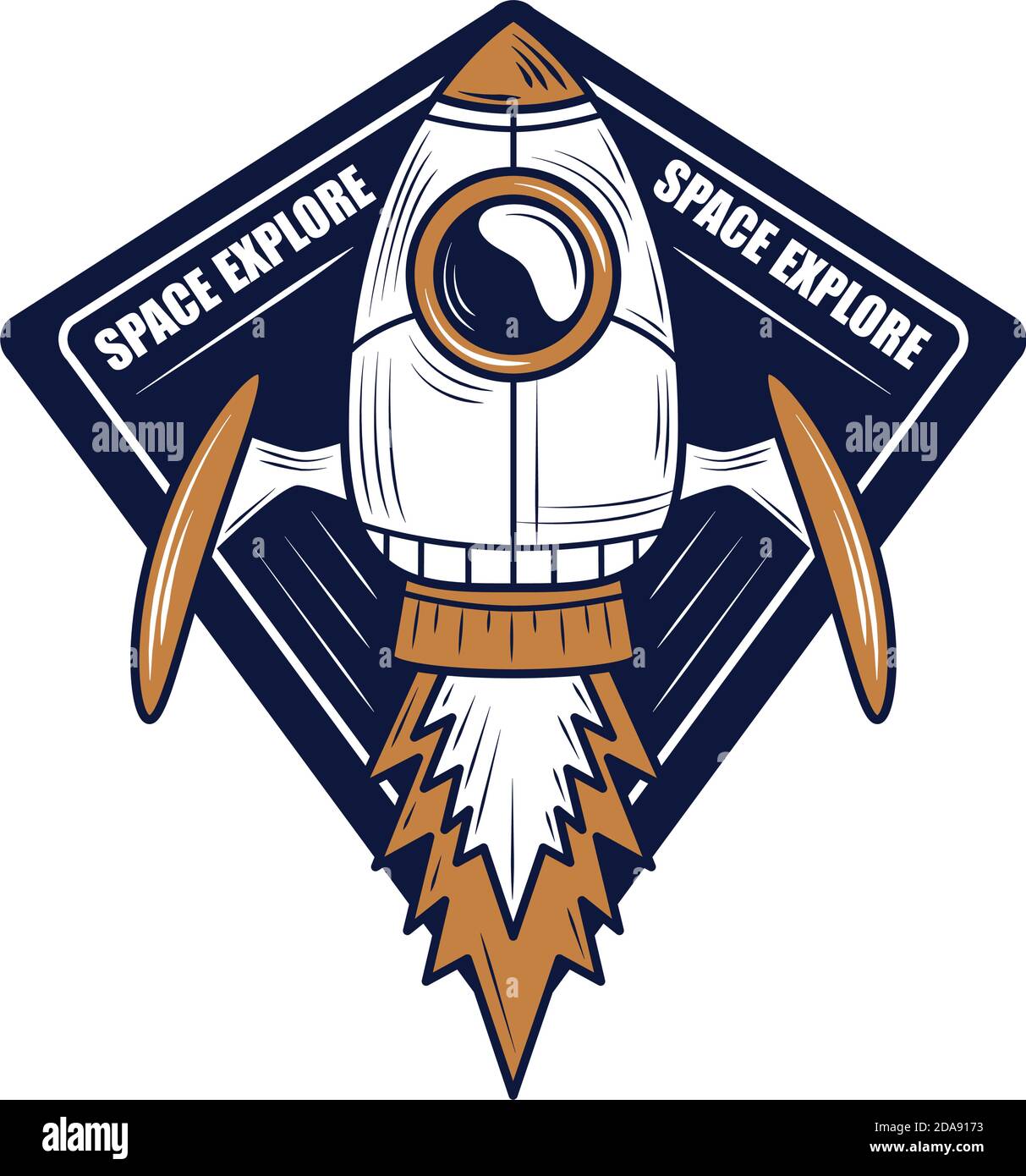 space spacecraft launch exploration badge icon vector illustration ...