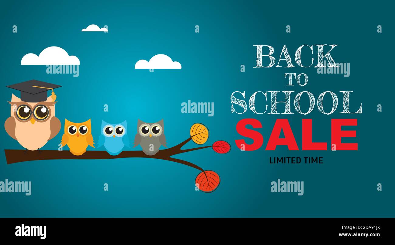 Back to School Sale Background with Owl Teacher. Illustration Stock ...