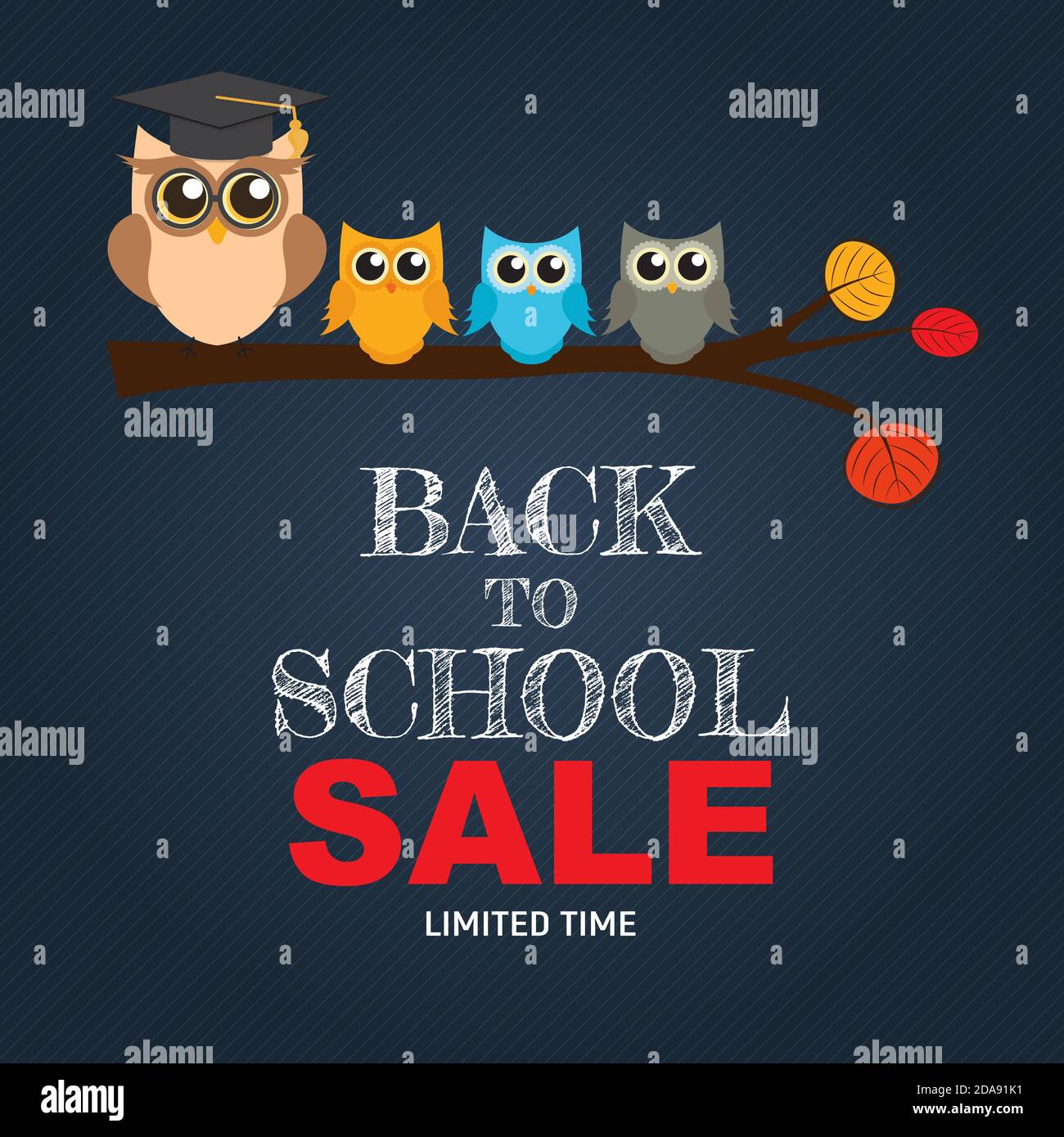 Back to School Sale Background with Owl Teacher. Illustration Stock ...
