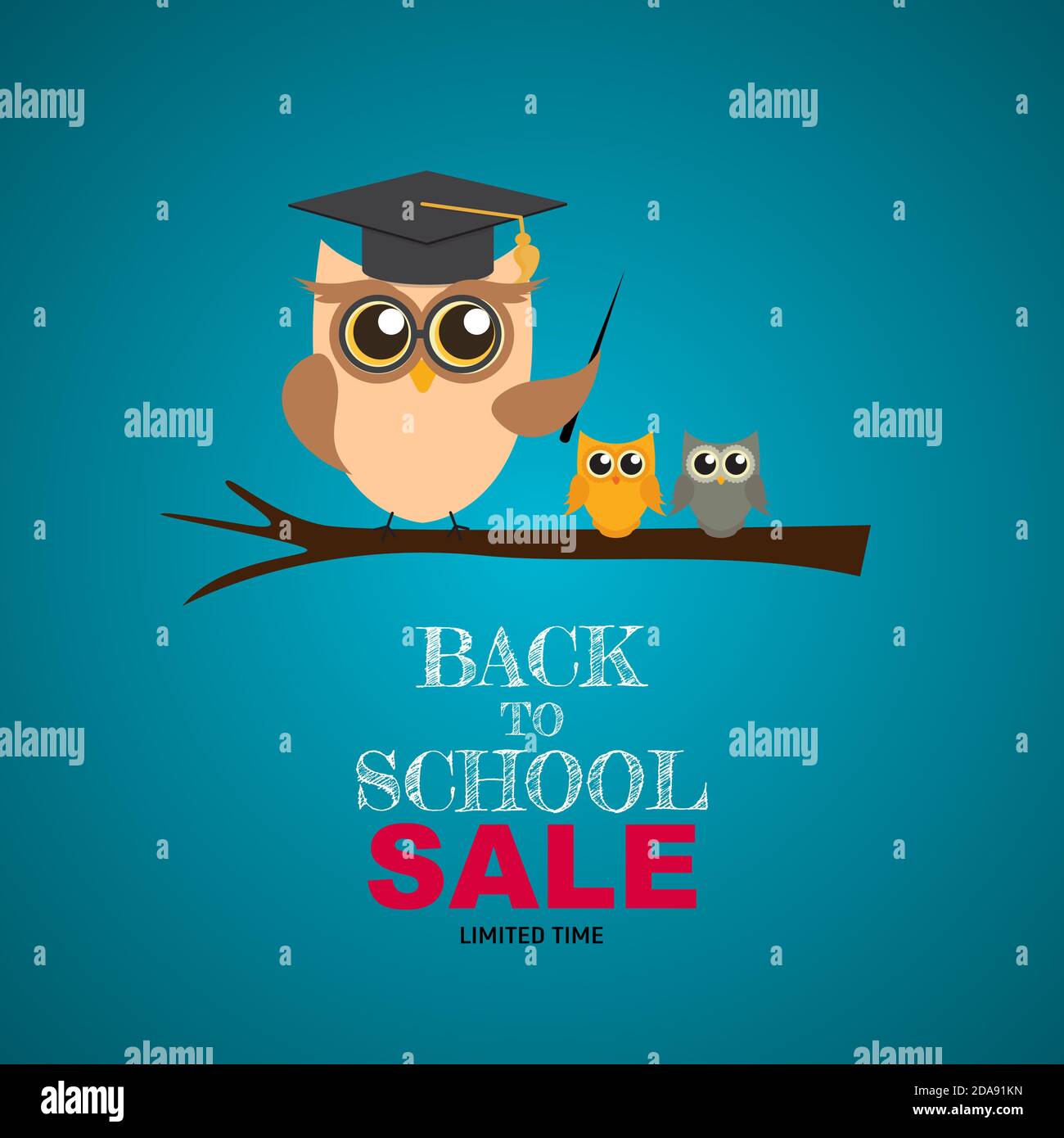 Back to School Sale Background with Owl Teacher. Illustration Stock ...