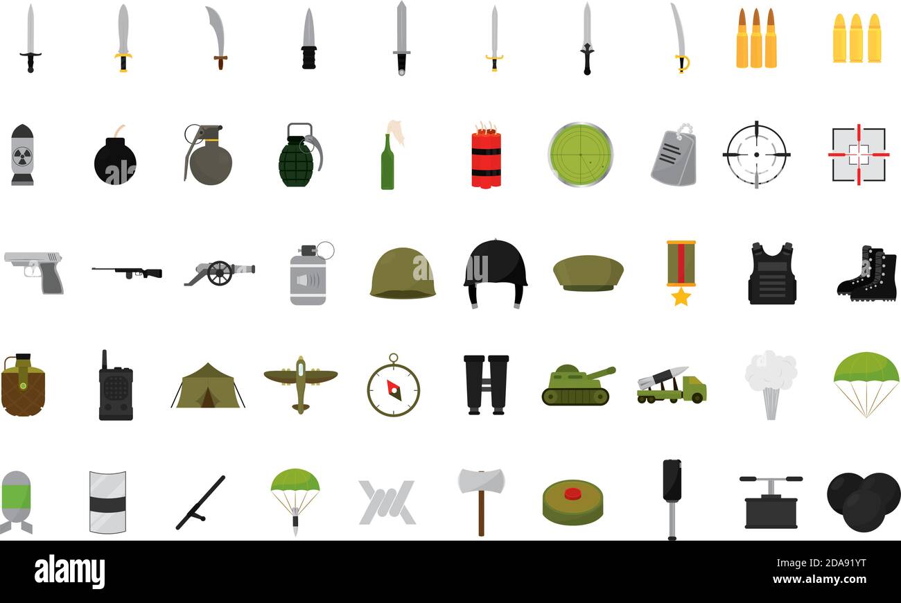 Isolated set of objects of war icons - Vector Stock Vector Image & Art ...