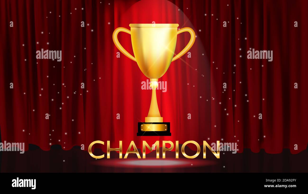 Champion Background with Winner trophy gold cup. Illustration Stock ...