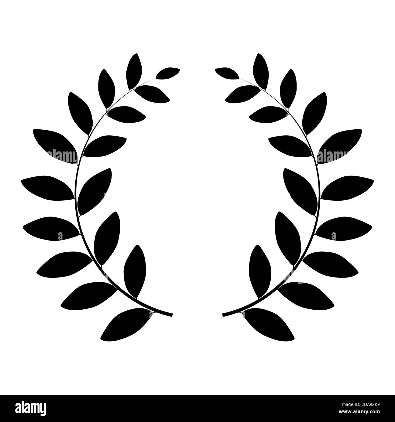 Laurel wreath silhouette isolated on white background. Illustration ... Laurel wreath silhouette isolated on white background. Illustration ...