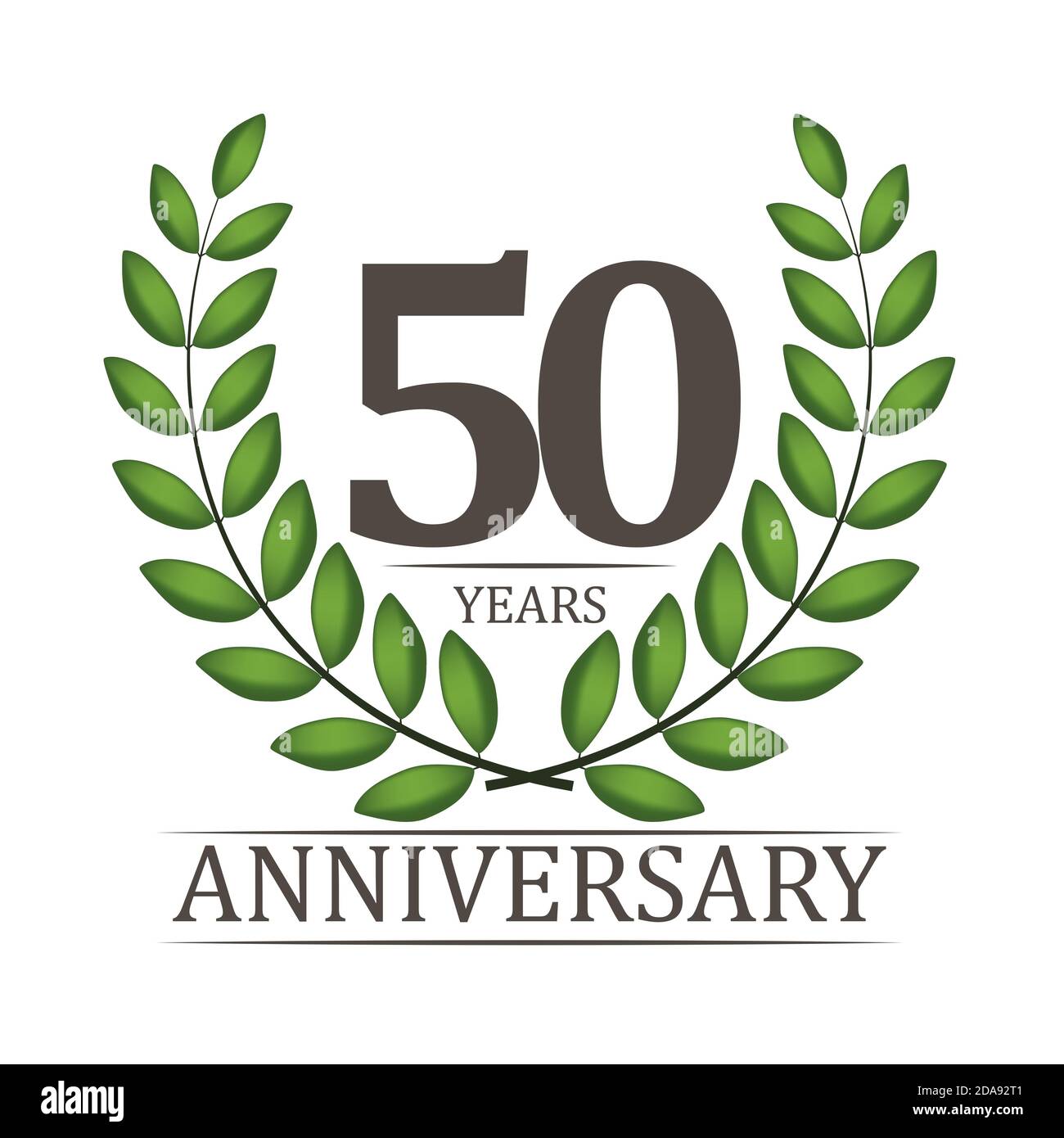 50 Years Anniversary Template with Red Ribbon and Laurel wreath ...
