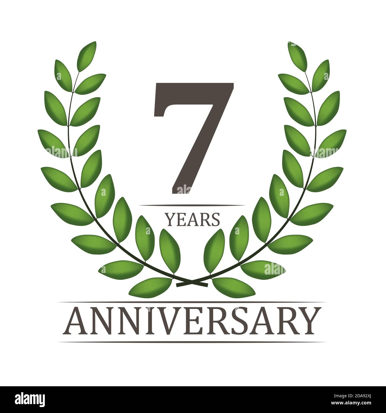 7 Years Anniversary Template with Red Ribbon and Laurel wreath ...
