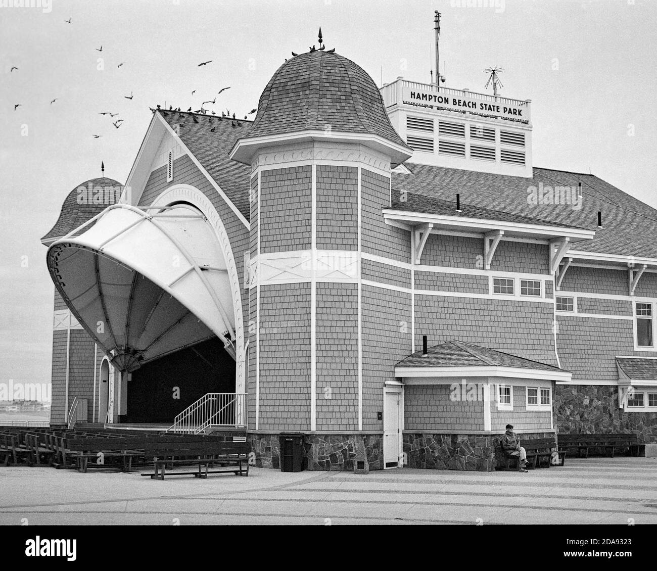 Off season Hampton Beach New Hampshire Sea Shell Stage sits empty on ...