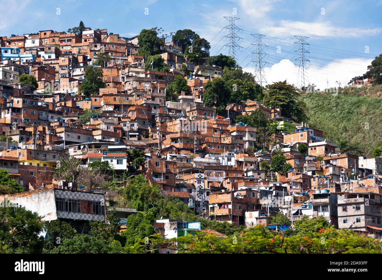 Red Brick Houses in Favela on the Hill in Rio de Janeiro City, Brazil ...