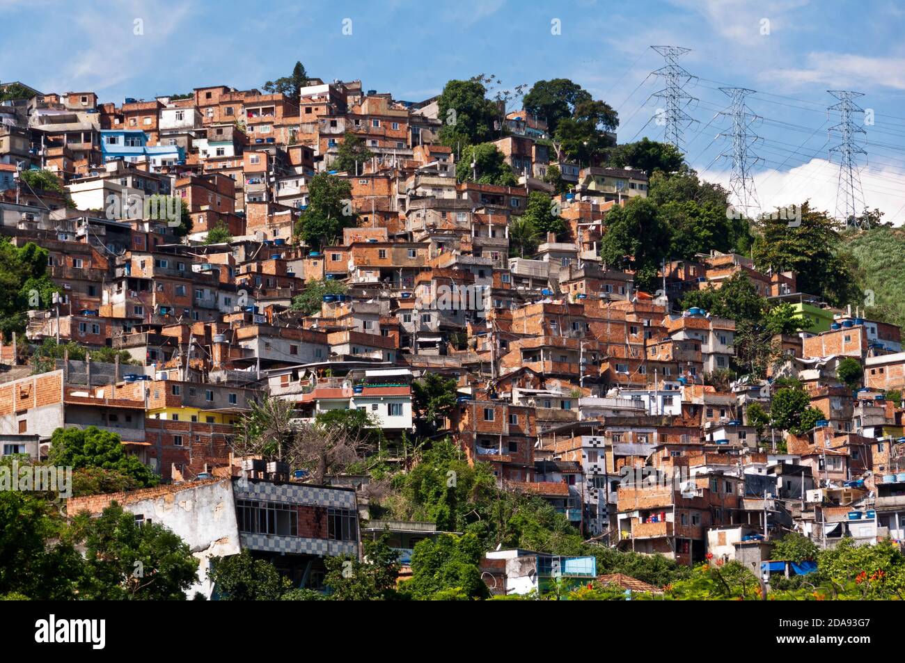 Red Brick Houses in Favela on the Hill in Rio de Janeiro City, Brazil ...