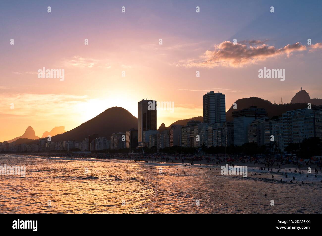 Sunset in Copacabana Beach, Rio de Janeiro, Brazil Stock Photo - Alamy