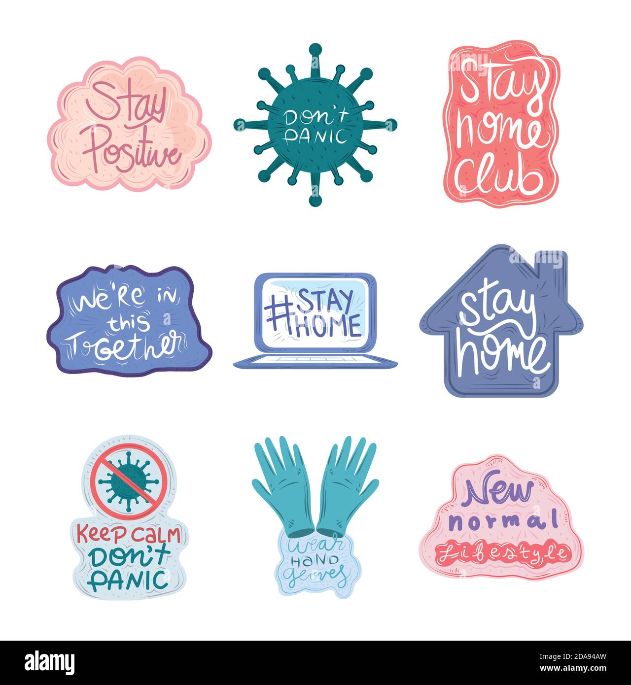 new normal, after coronavirus covid 19, set with icons motivation and ...