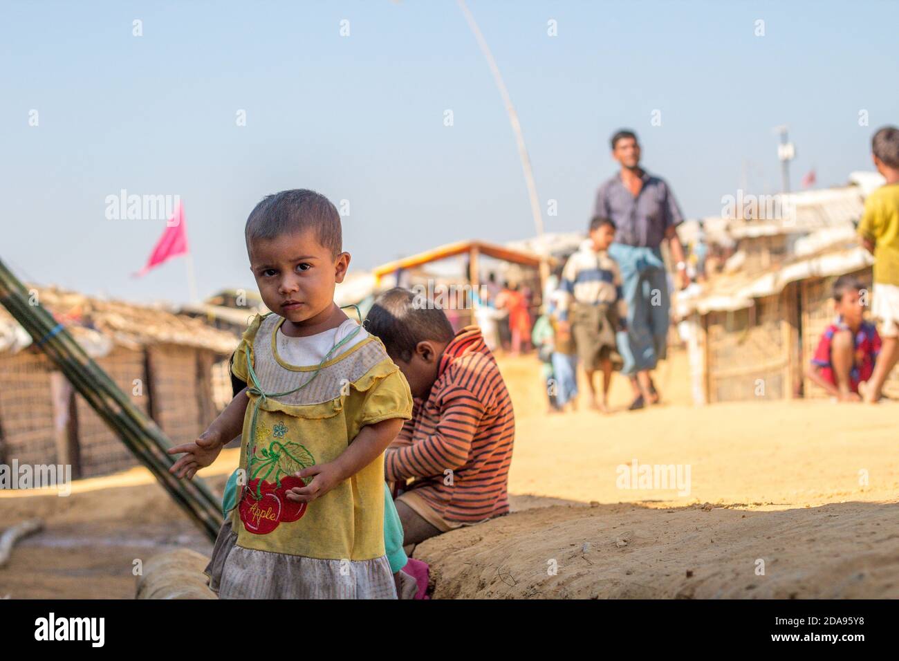 COX'S BAZAR, BANGLADESH - NOVEMBER 25, 2017: Rohingya refugee children ...