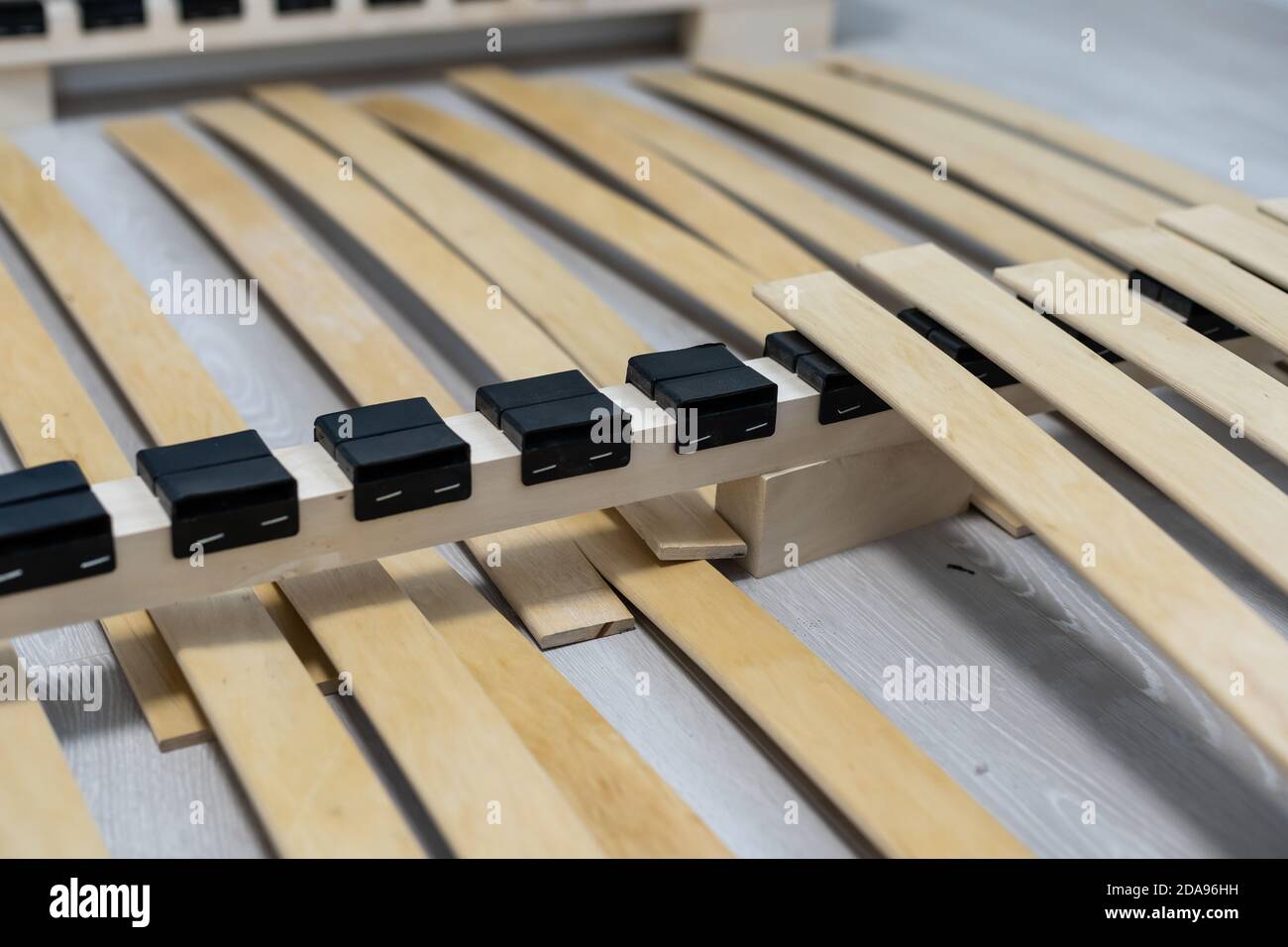 Wooden slats bed, disassembled bed Stock Photo - Alamy