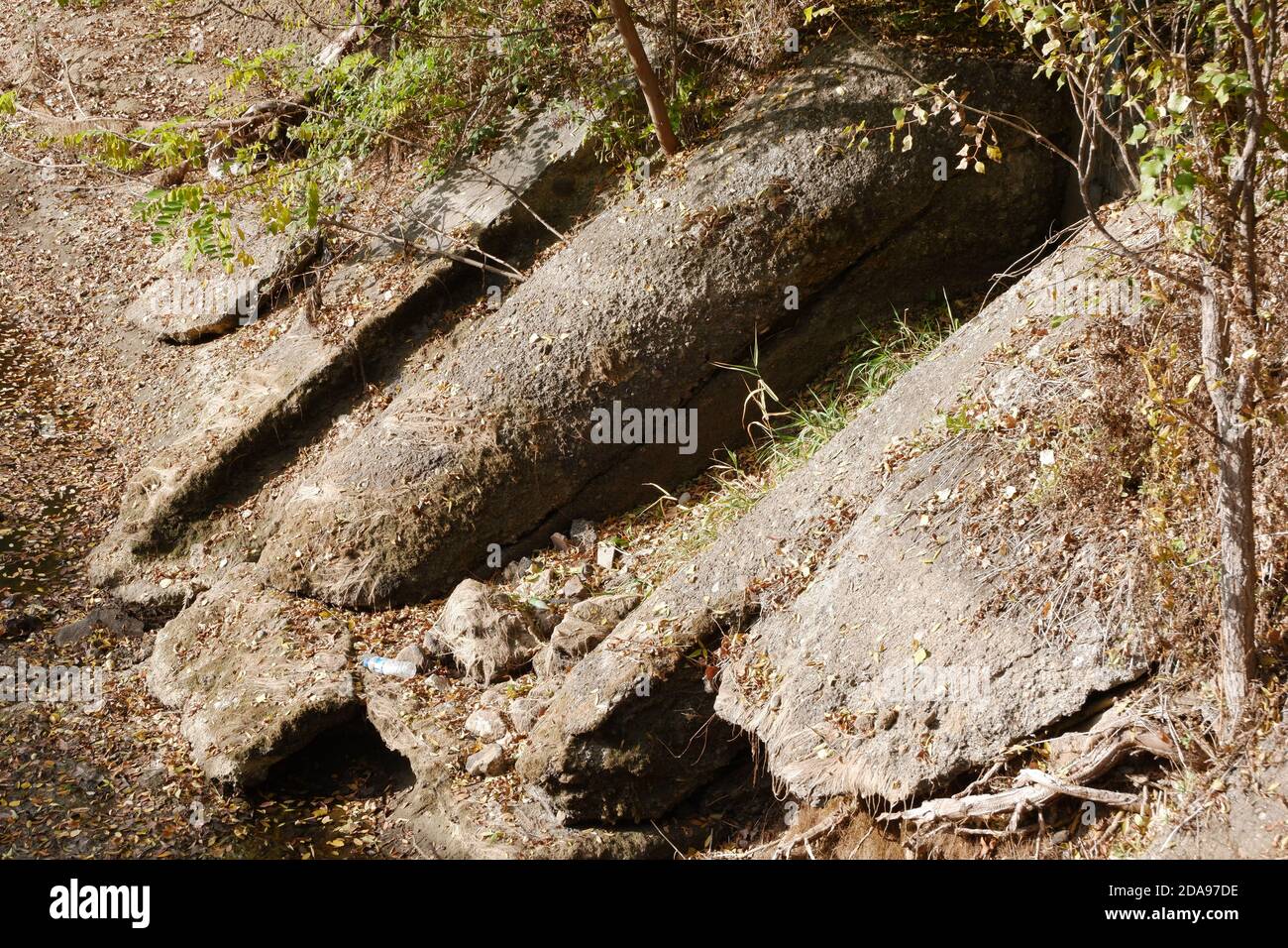 Landslide at Stream Bed Stock Photo - Alamy
