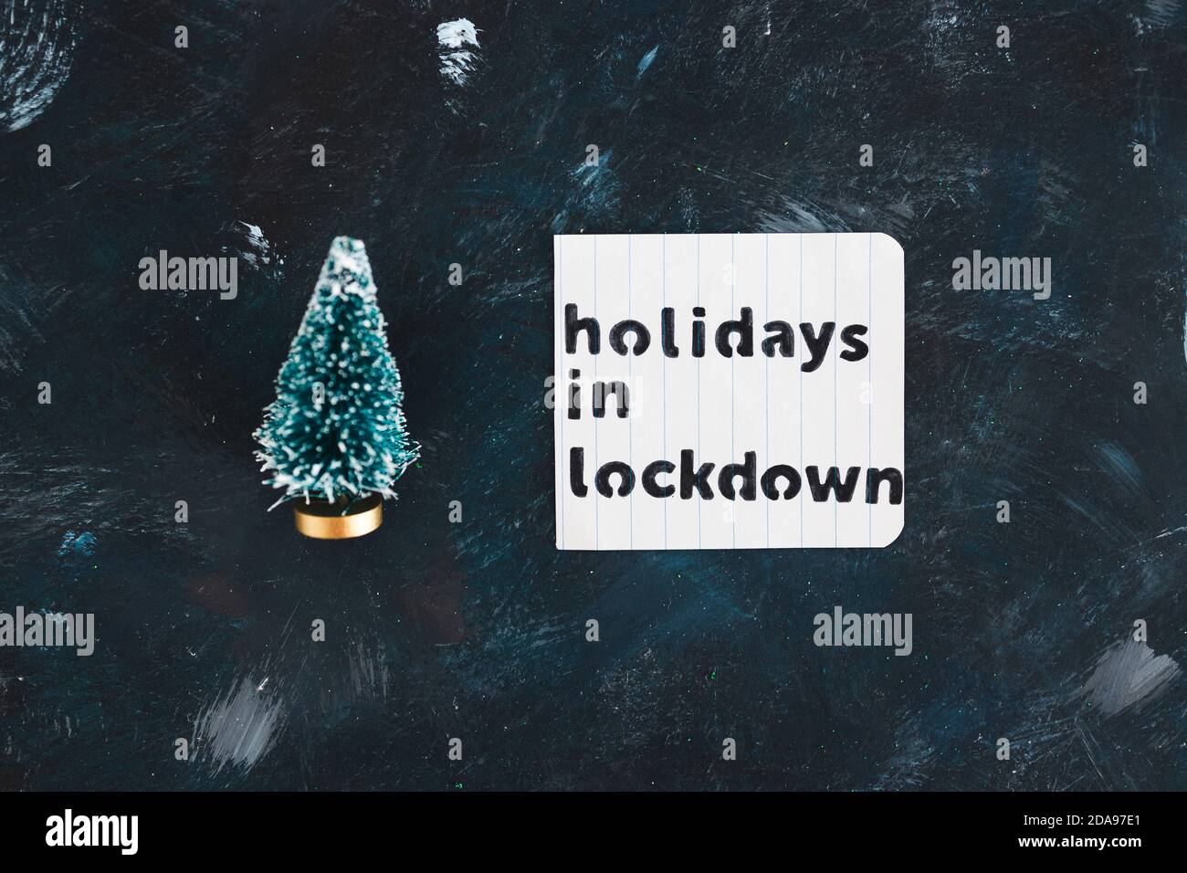 holidays in lockdown due to covid conceptual image, mini decorative ...