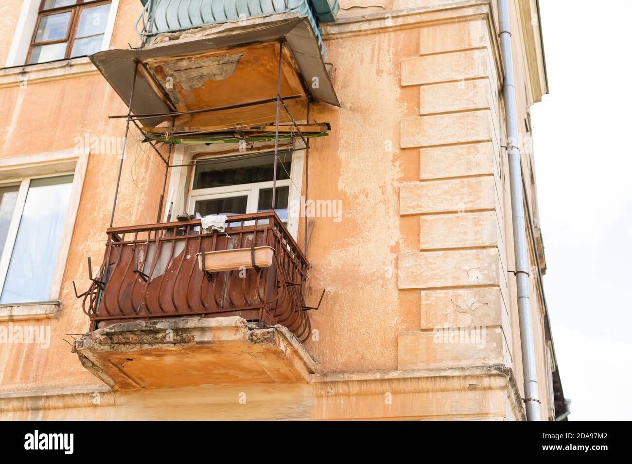 old balcony of old house and birch grow on the balcony Stock Photo - Alamy
