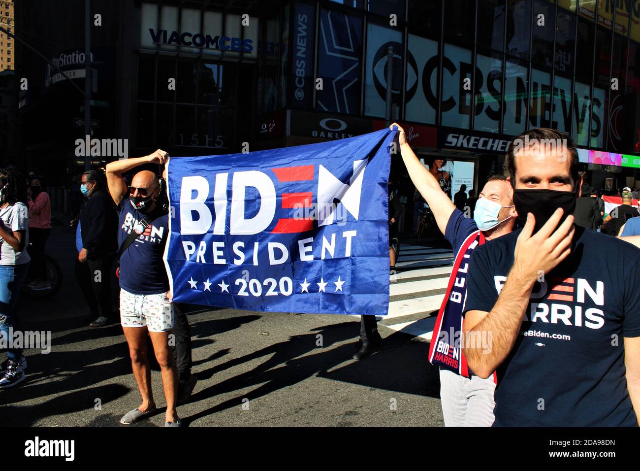 November 7, 2020-New York, N.Y. USA-New Yorkers celebrate Joe Biden and ...